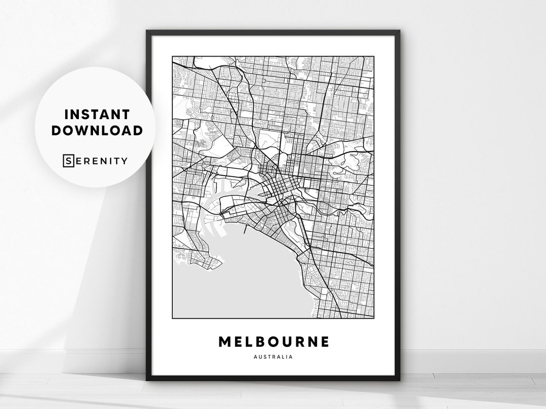 Melbourne City Map Poster Australia Travel Wall Art - Etsy