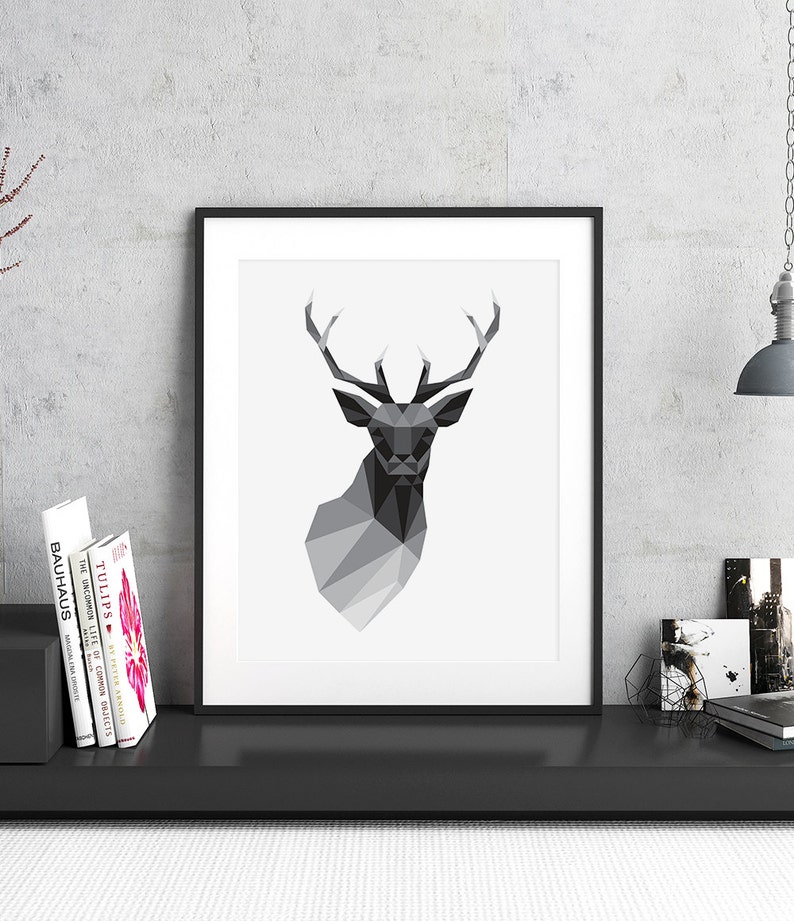Printable Black and White Deer Geometric Deer Geometry - Etsy