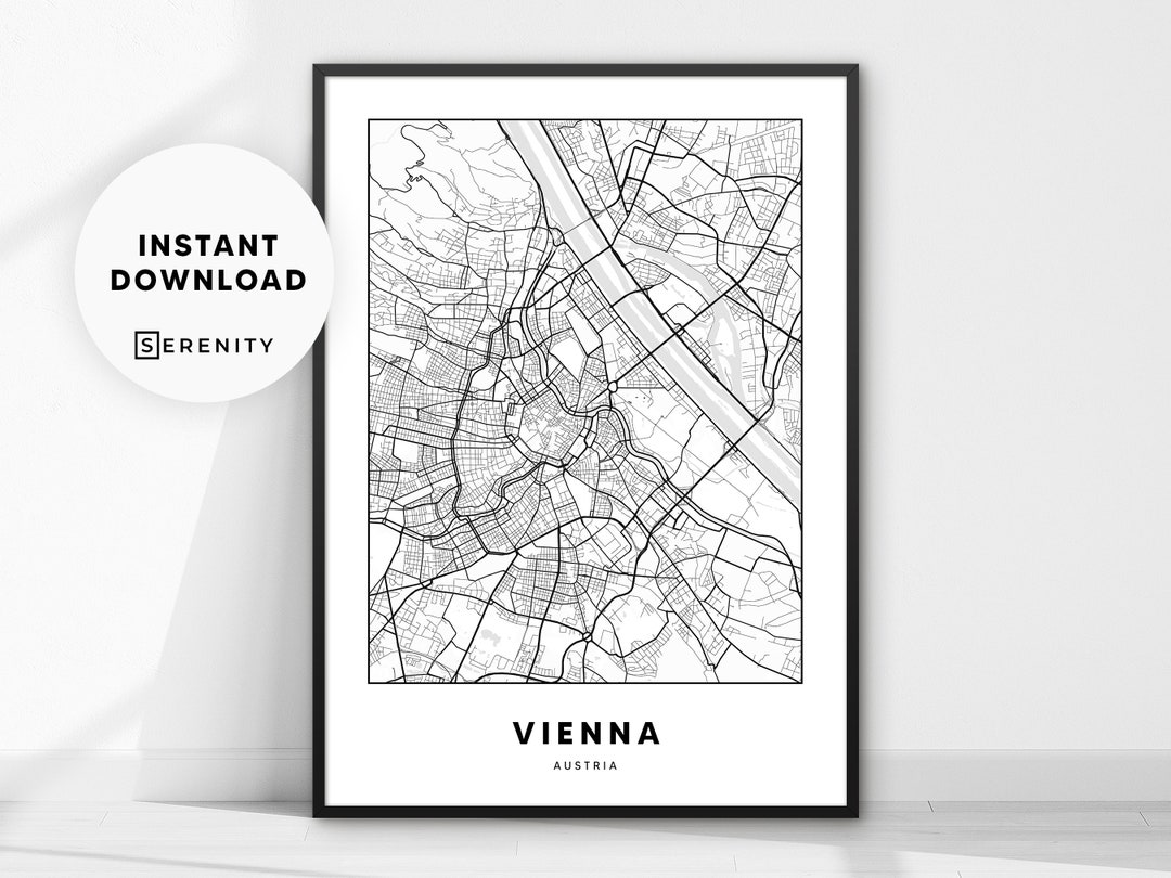 Vienna City Map Poster, Instant Download, Austria Street Map Printable ...