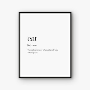 Cat Print, Cat Poster, Cat Definition Print, Word Definition Poster ...
