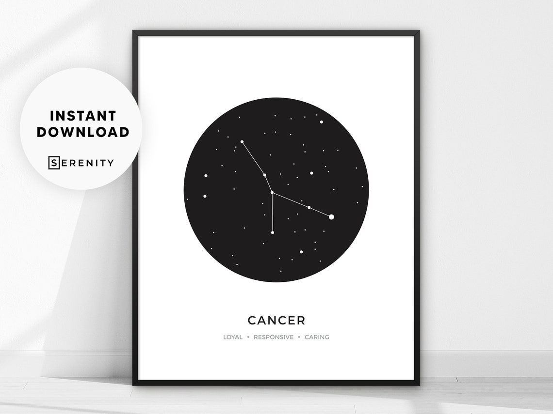 Printable Cancer Constellation Print Zodiac Wall Art - Etsy