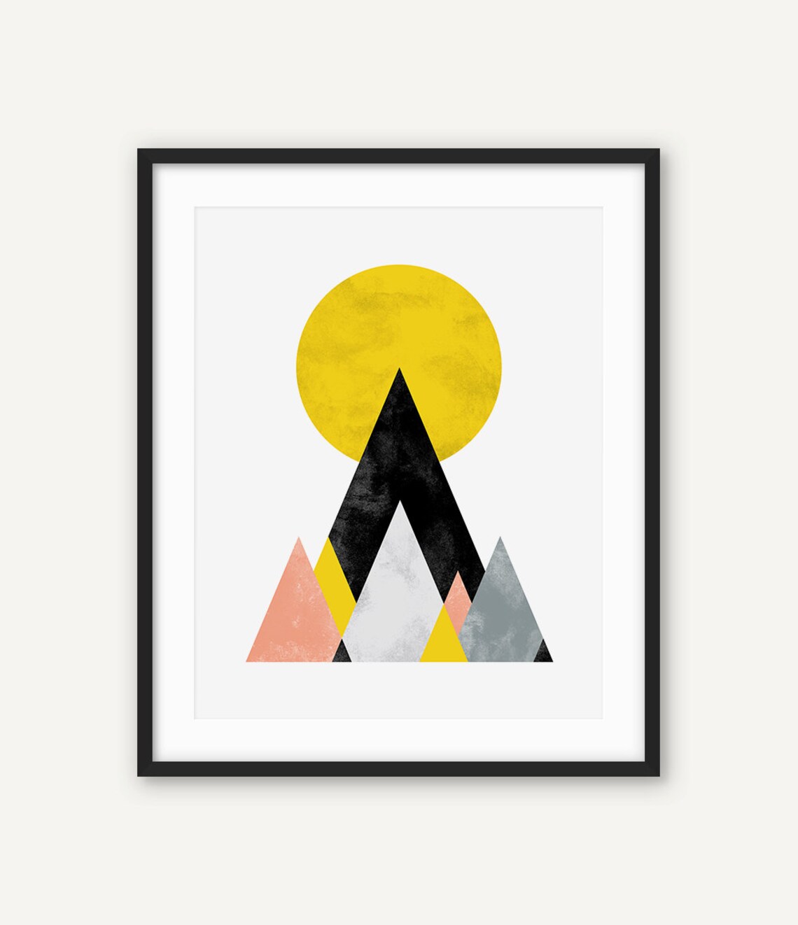 Yellow Triangle Print Geometric Wall Art Scandinavian Decor | Etsy