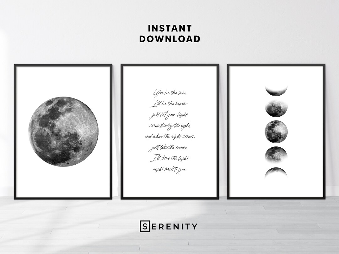 Moon Wall Art Set, Printable Poster Set, You Be the Sun Poem ...
