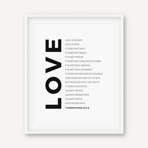 1 Corinthians 13 4-8, Bible Wall Art, Love Print, Bible Verse Print ...