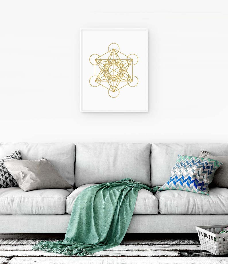 Stampa cubo Metatron, Gold Metatron Cube Wall Art, Metatrons Cube ...