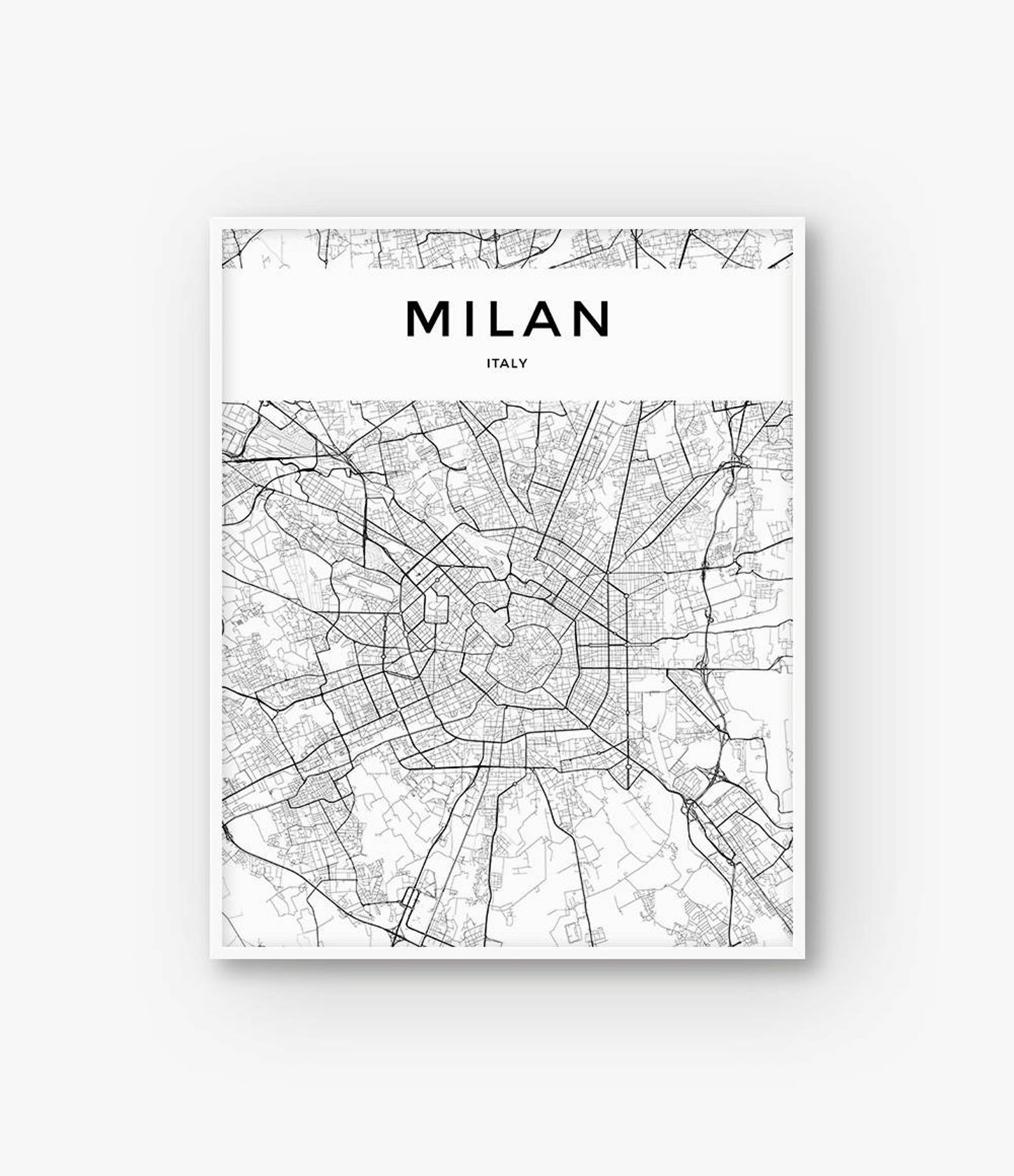 Milan Map Print Milan Print Milan Poster Milan Wall Art - Etsy