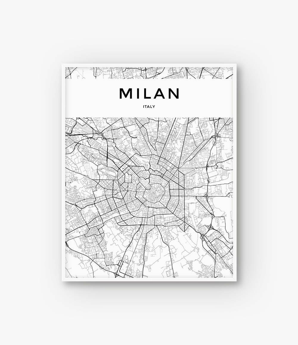 Milan Map Print Milan Print Milan Poster Milan Wall Art - Etsy