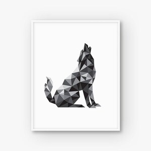Triangle Wolf Poster, Geometric Animal Print, Geometry Modern ...