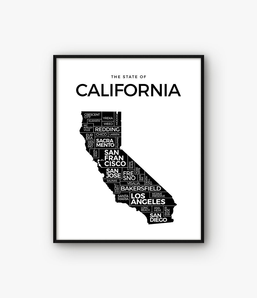 California Print, California Map Print, California Poster, California ...