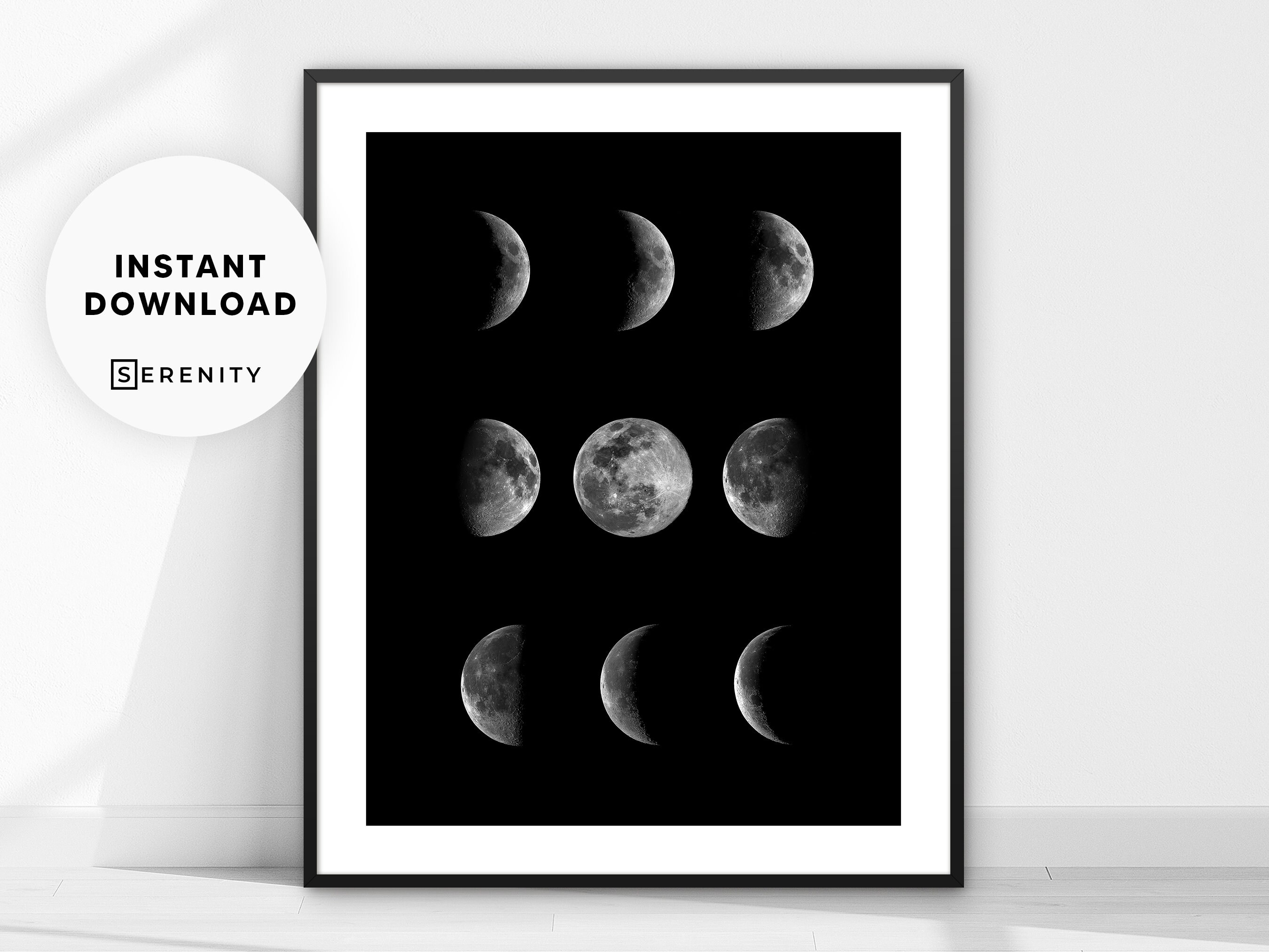Moon Art Moon Phases Wall Art Luna Print Moon Printable - Etsy