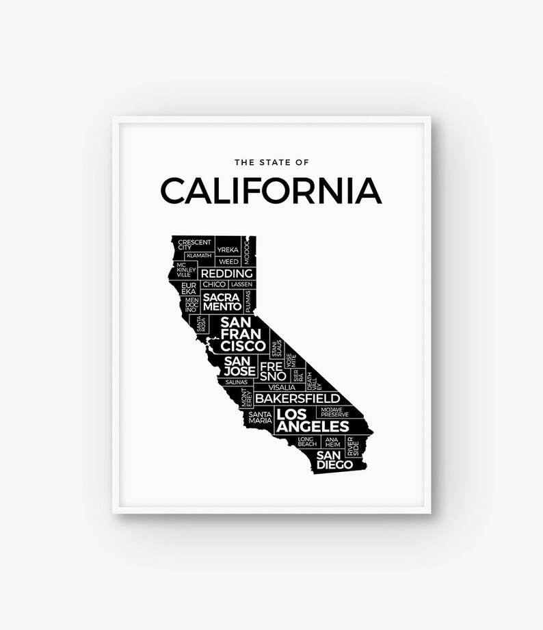California Print, California Map Print, California Poster, California ...