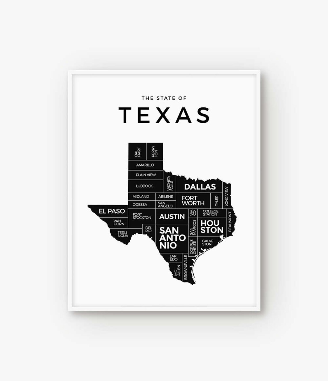 Texas Map Texas Print Texas Poster Texas State Texas Art - Etsy