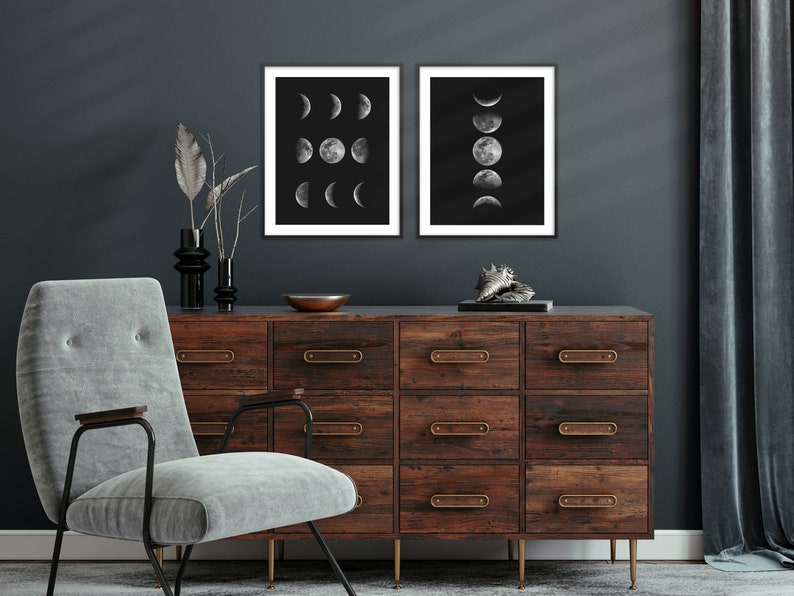 Luna Print Moon Phases Photography Lunar Print Downloadable | Etsy