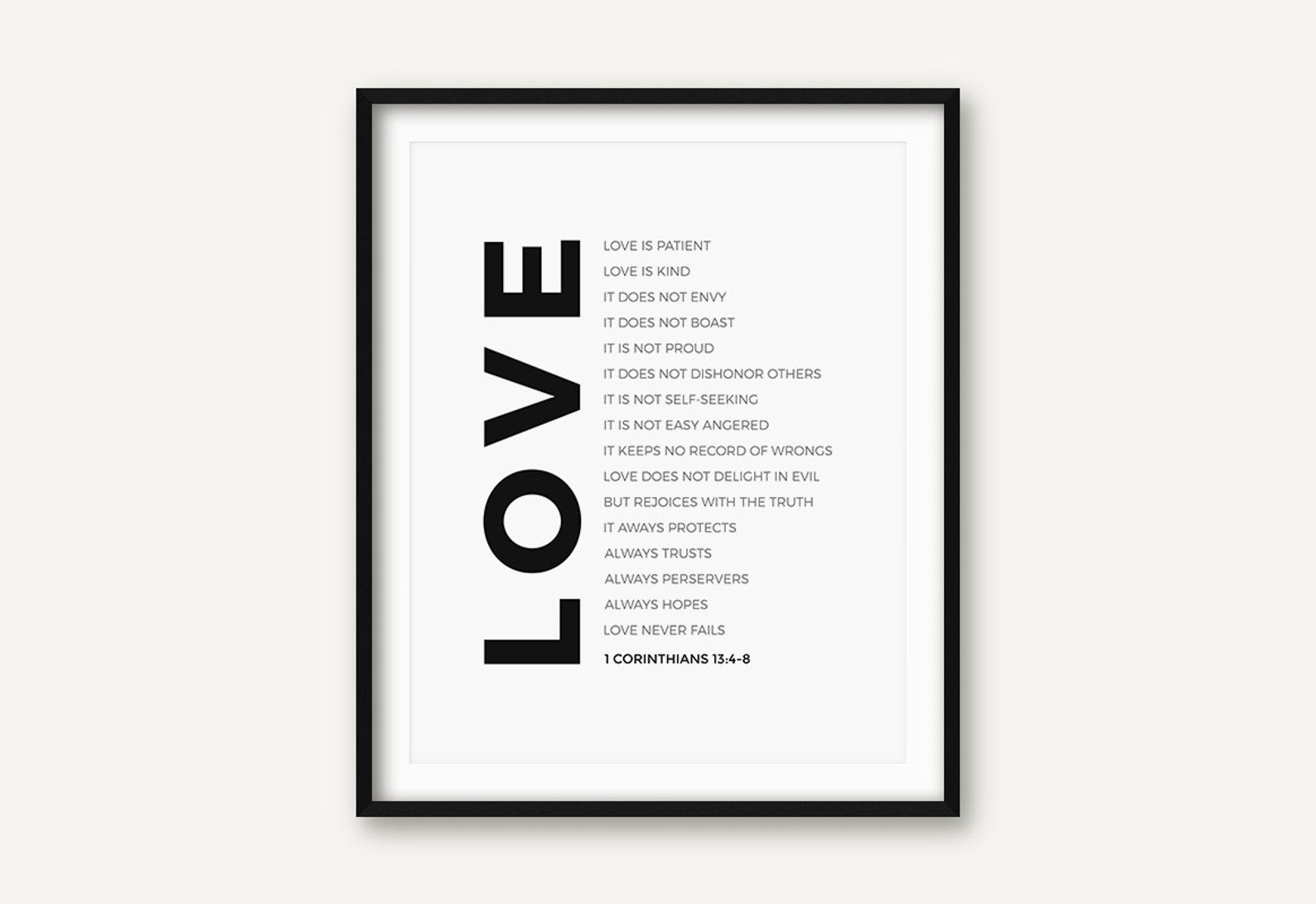 1 Corinthians 13 4 8 Bible Wall Art Love Print Bible Verse Print