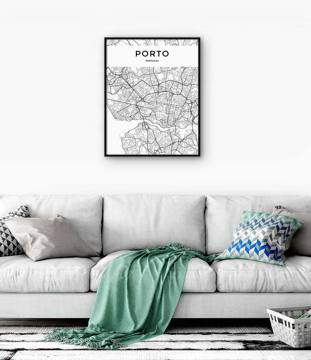 Porto Map Print Porto Print Porto Poster Black and White - Etsy
