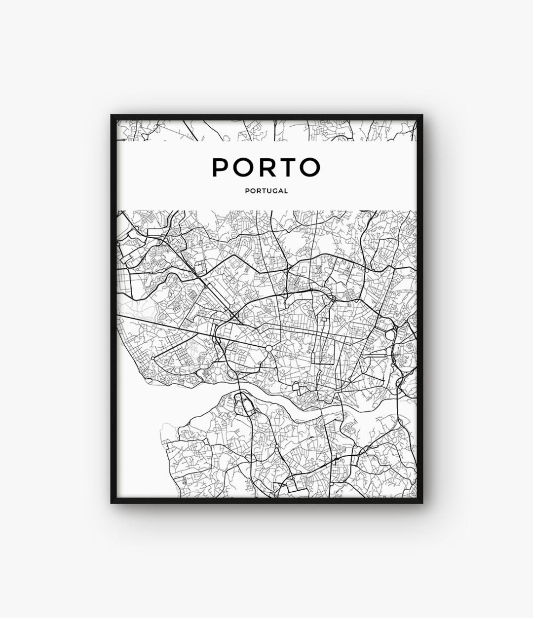 Porto Map Print Porto Print Porto Poster Black and White - Etsy