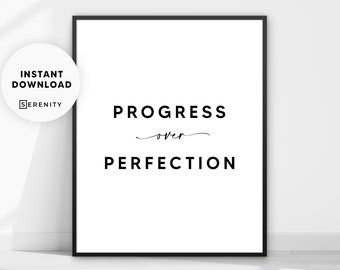 Progress Over Perfection Printable Wall Art Uplifting Office - Etsy