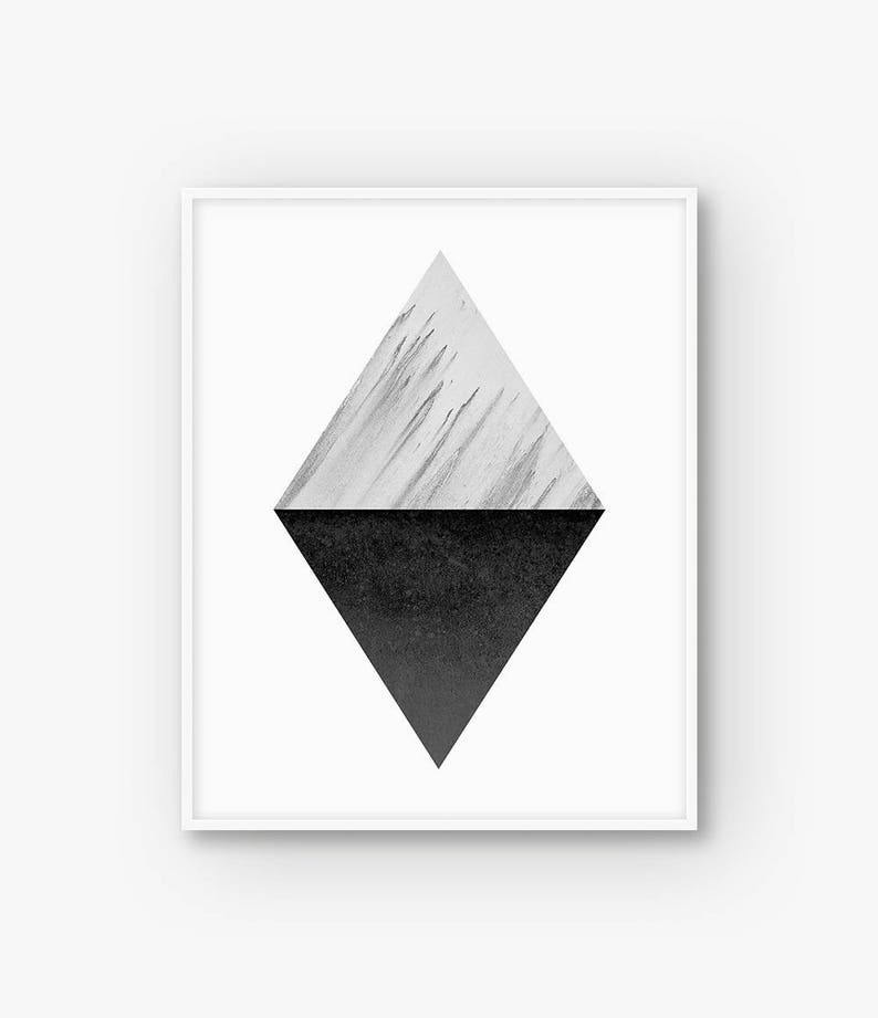 Black and White Abstract Art Geometric Print Triangles Wall - Etsy