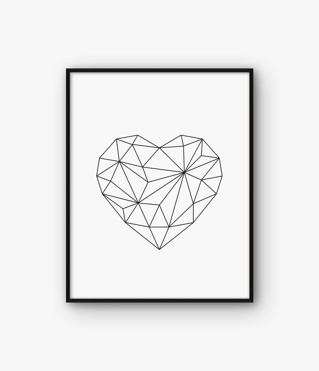 Geometric Heart Print, Heart Wall Art, Heart Poster, Nordic Wall Art ...
