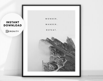 Wanderlust Print Adventure Wall Art Printable Travel Poster | Etsy