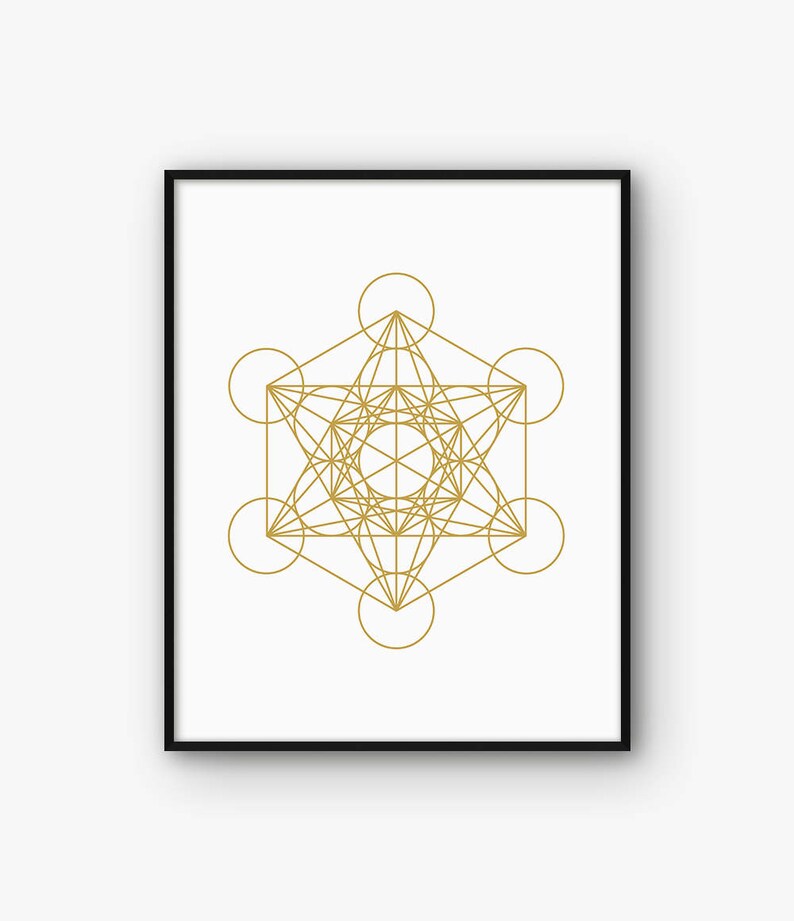 Stampa cubo Metatron, Gold Metatron Cube Wall Art, Metatrons Cube ...