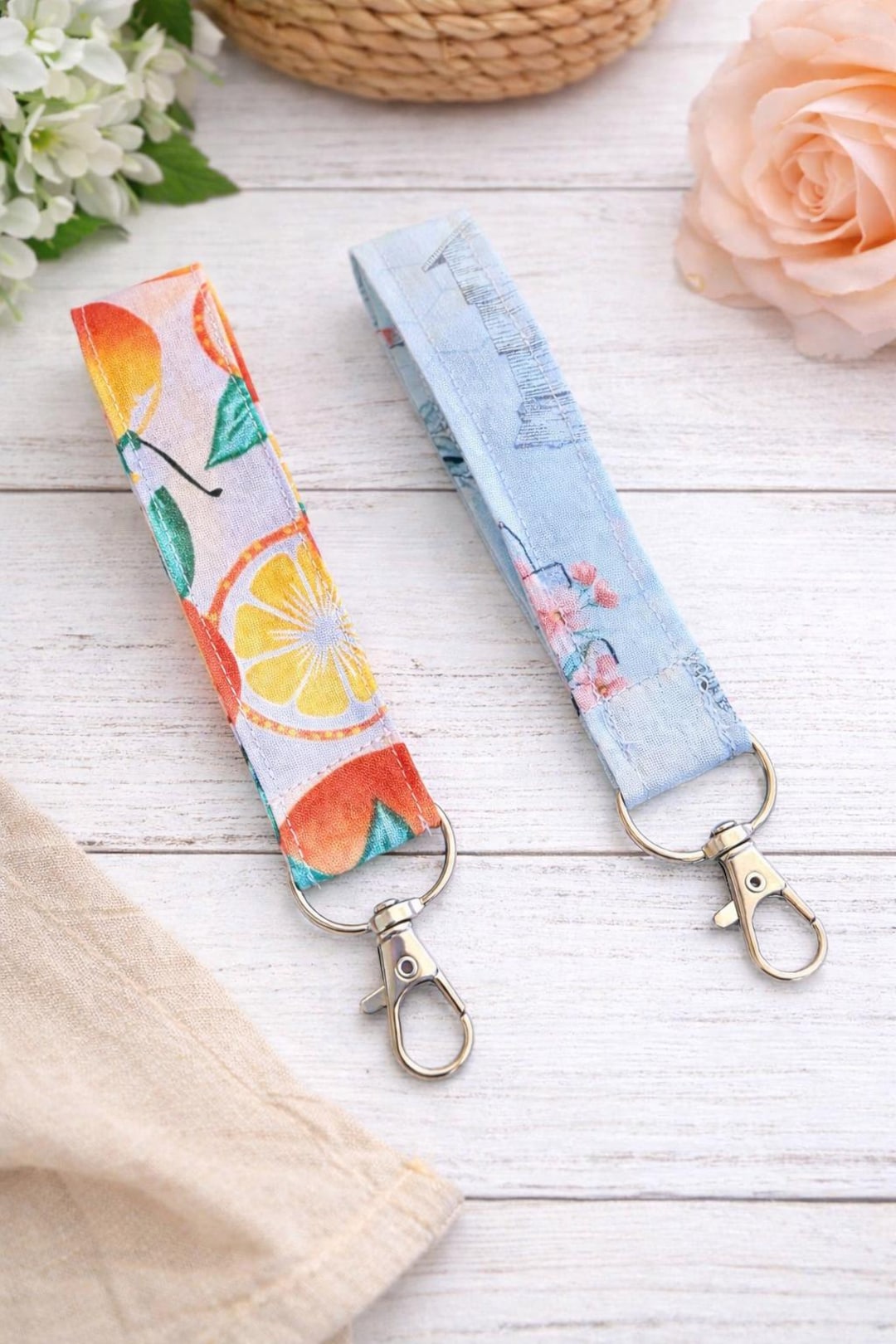 Fabric Keychain Wristlet, Handmade Fabric Keychain - Etsy