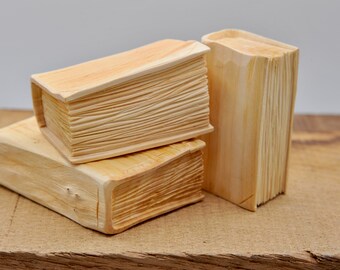 5 Hand Carved Wooden Book Blanks: Set of Five. Unique DIY Craft ...
