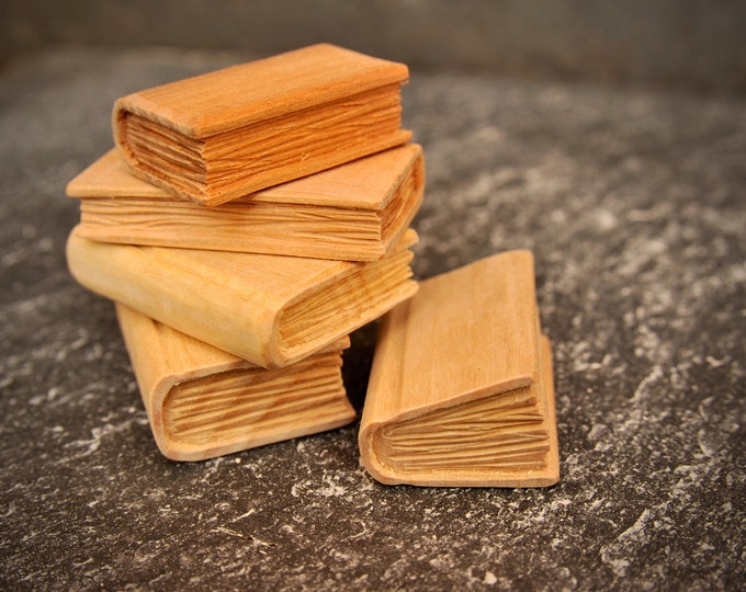 5 Hand Carved Wooden Book Blanks: Set of Five. Unique DIY Craft ...