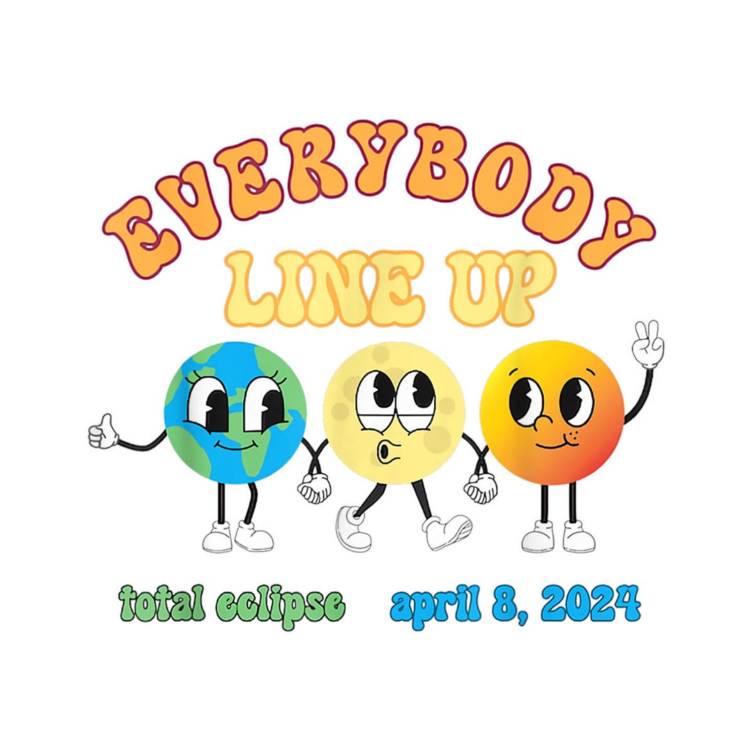 Retro Everybody Line up Total Solar Eclipse 2024 Earth Moon PNG - Etsy