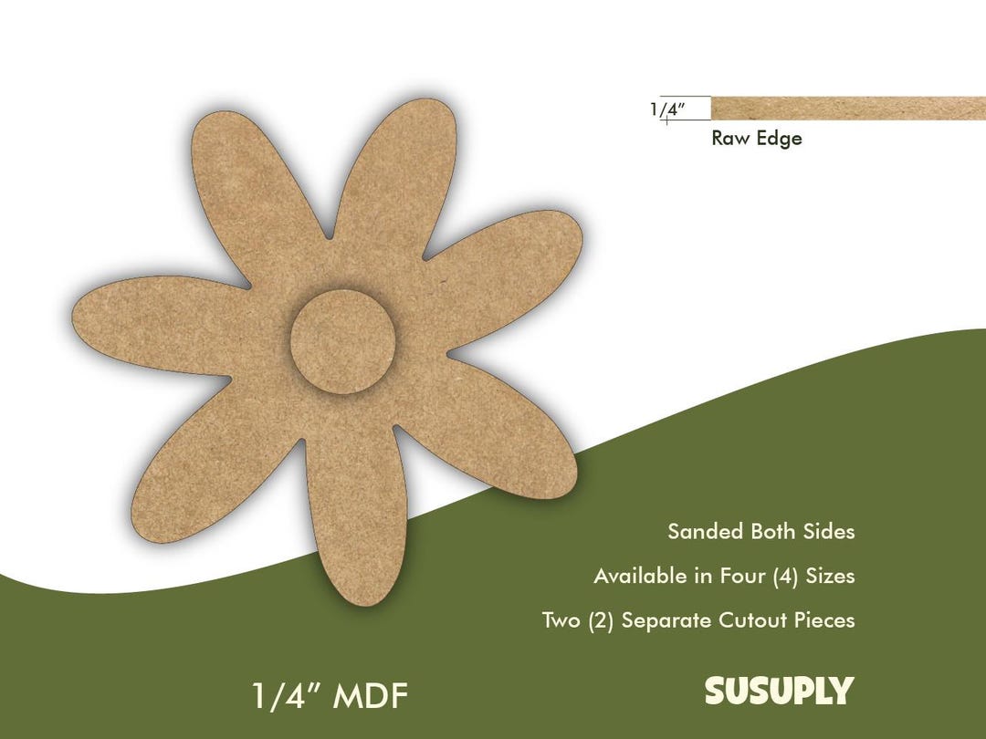 1/4" MDF Daisy | 12" to 18" Wide | Raw MDF | Daisy Blank | Unfinished ...