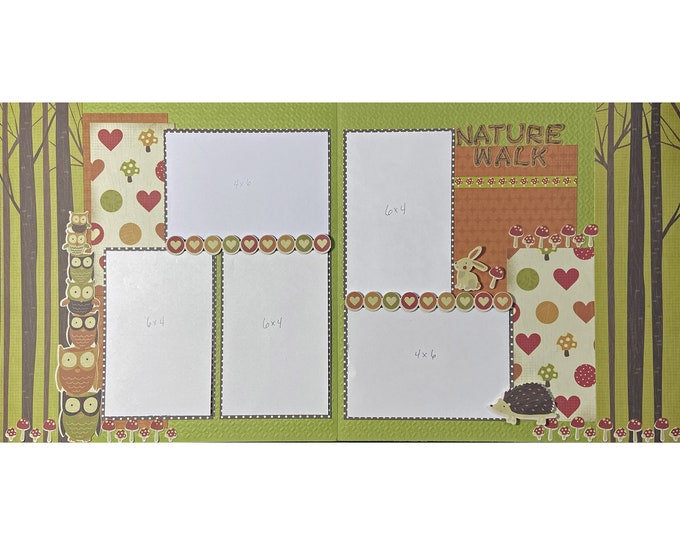 Nature Walk 12x12 Scrapbook Page Layout Kit, Precut Scrapbooking Page ...