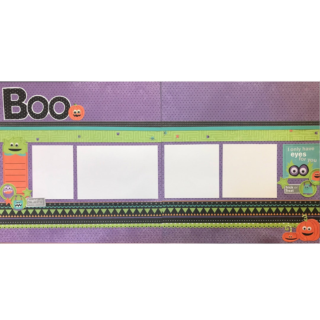Boo 12x12 Scrapbook Page Layout Kit, Precut Scrapbooking Page Kit ...