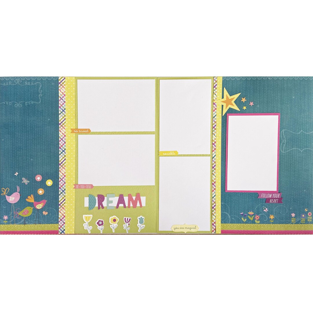 Dream 12x12 Scrapbook Page Layout Kit, Precut Scrapbooking Page Kit ...