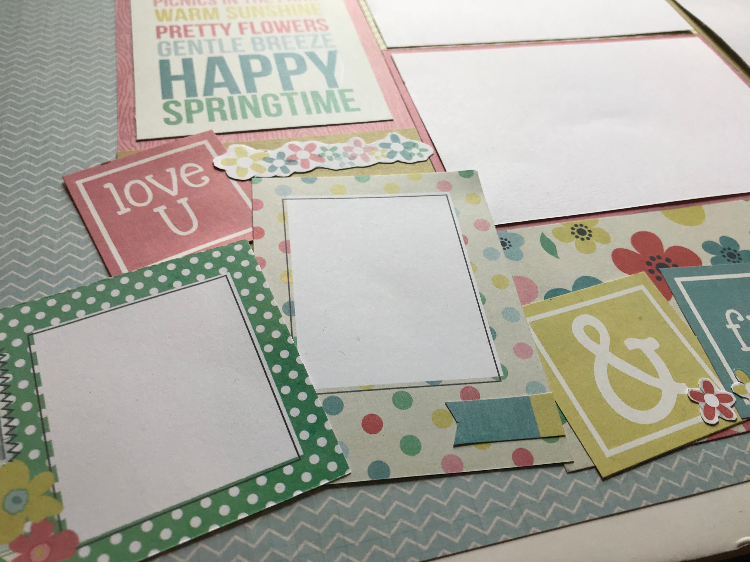 Happy Springtime 12x12 Scrapbook Page Layout Kit, Precut Scrapbooking ...