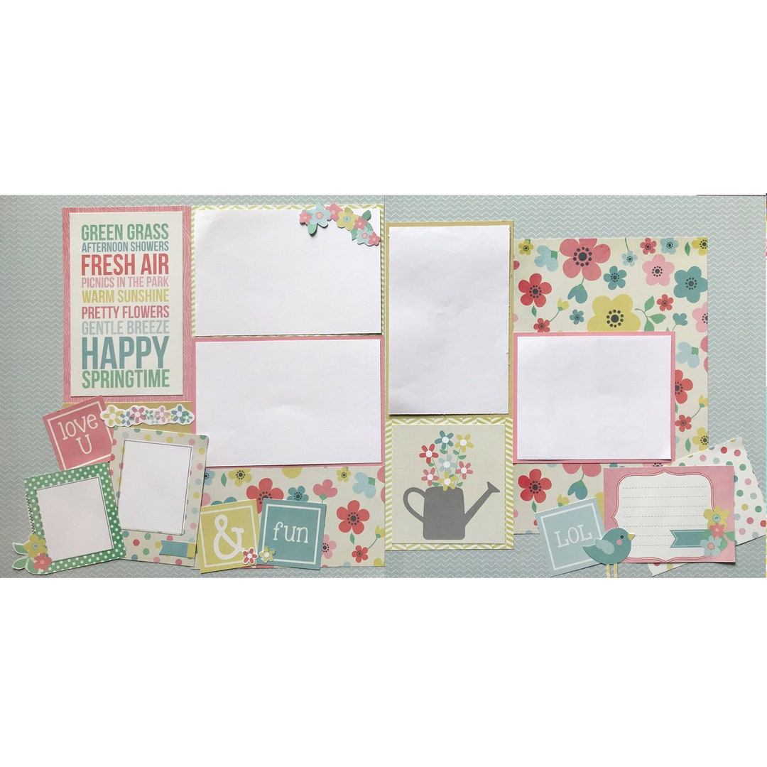 Happy Springtime 12x12 Scrapbook Page Layout Kit Precut - Etsy