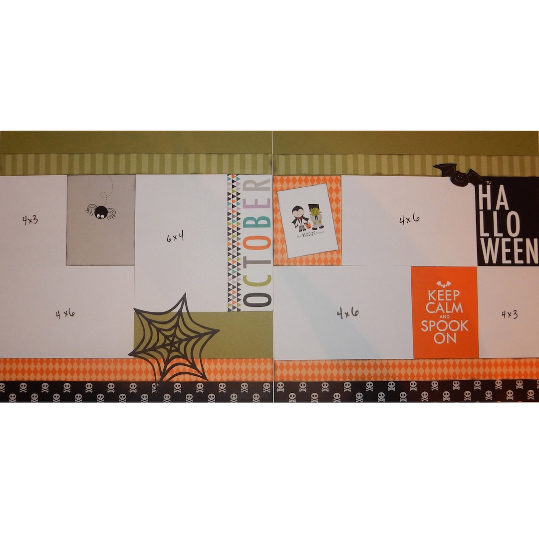 Spooky 12x12 Scrapbook Page Layout Kit, Precut Scrapbooking Page Kit ...