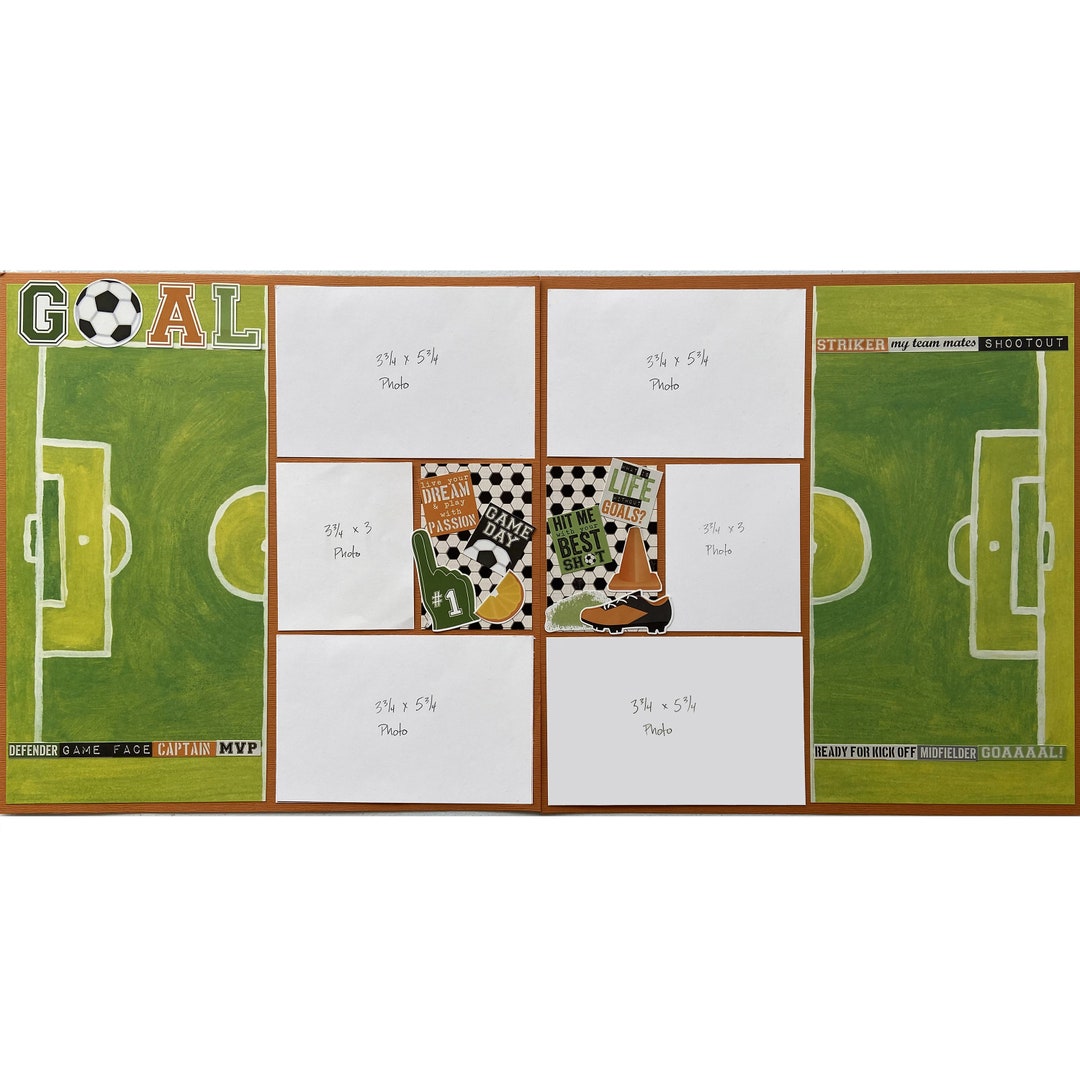 Goal Soccer 12x12 Scrapbook Page Layout Kit, Precut Scrapbooking Page ...