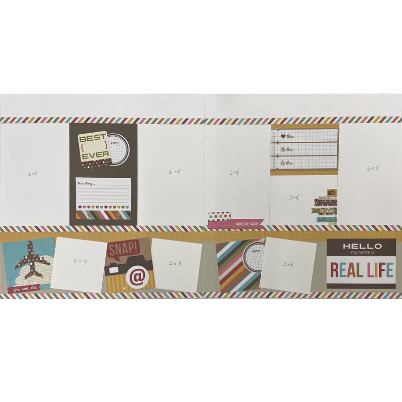 Real Life 12x12 Scrapbook Page Layout Kit, Precut Scrapbooking Page Kit ...