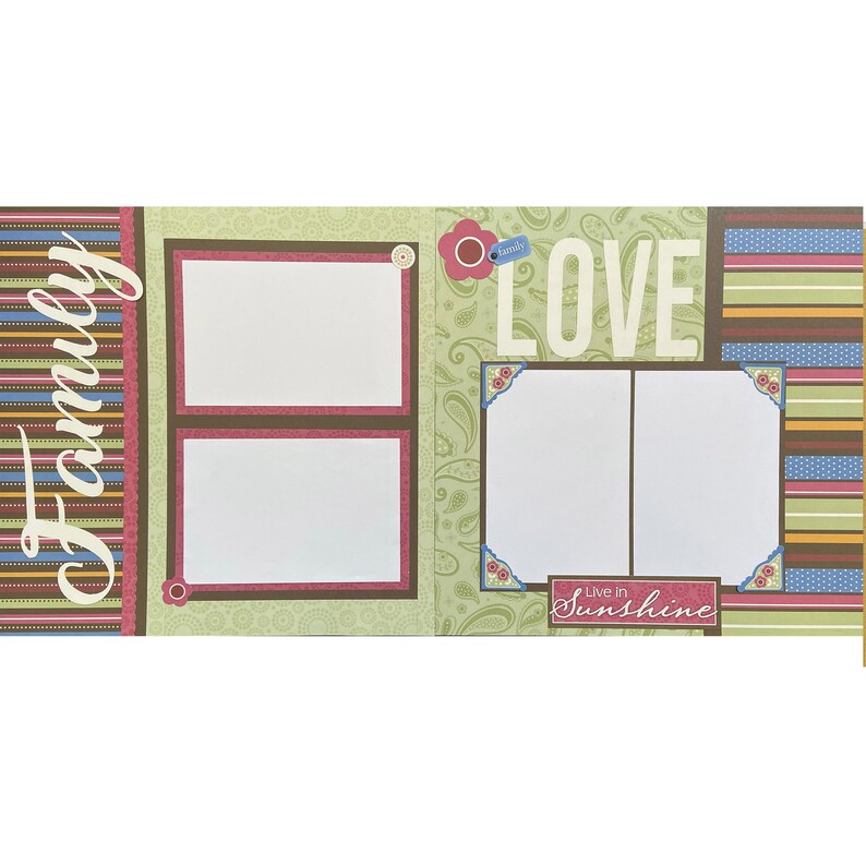 Family Love 12x12 Scrapbook Page Layout Kit, Precut Scrapbooking Page ...