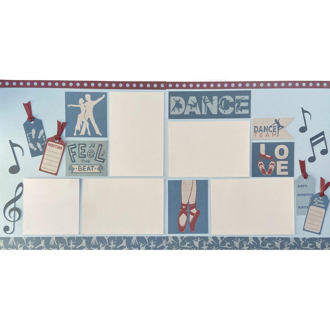 Dance 12x12 Scrapbook Page Layout Kit, Precut Scrapbooking Page Kit ...