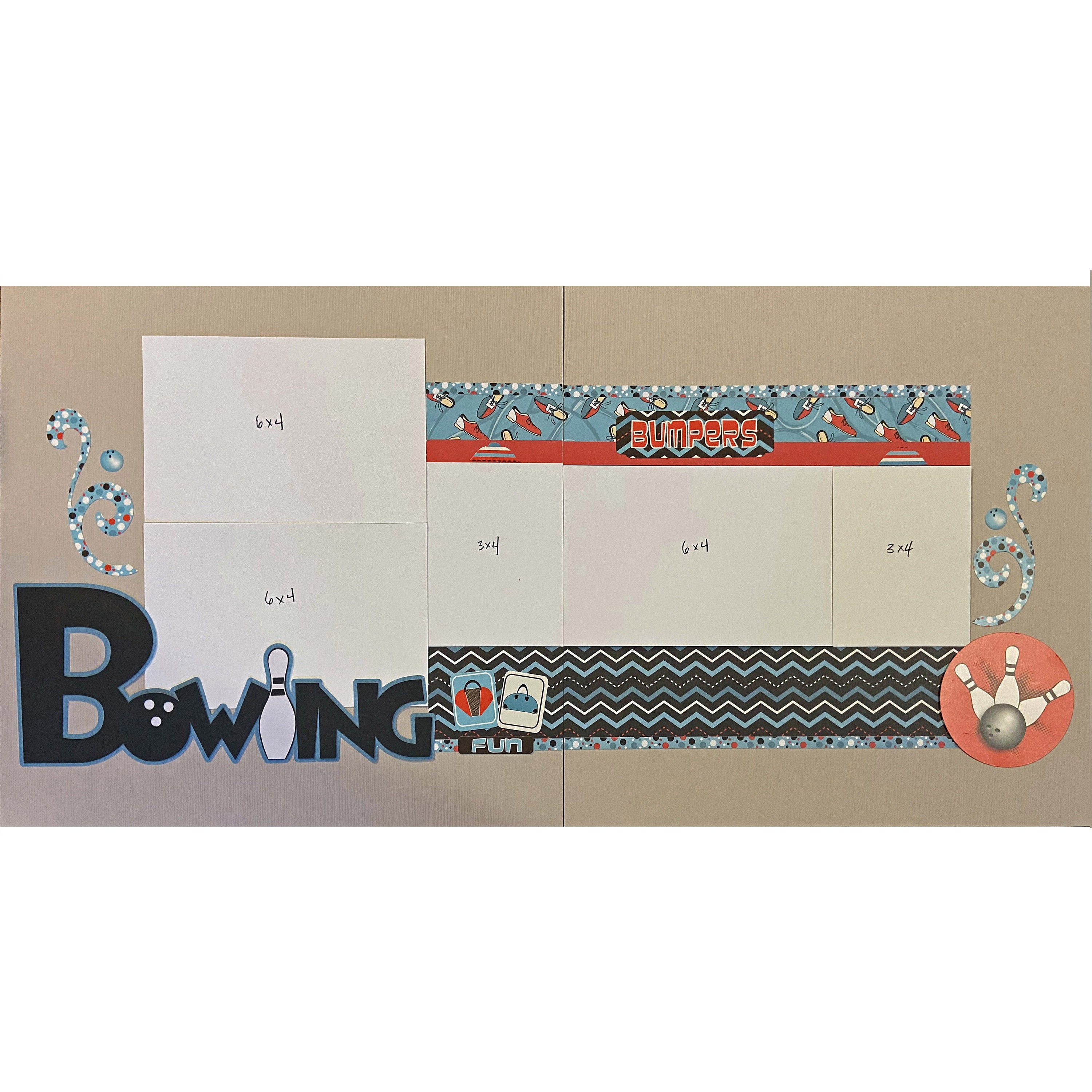 Bowling Fun 12x12 Scrapbook Page Layout Kit Precut - Etsy