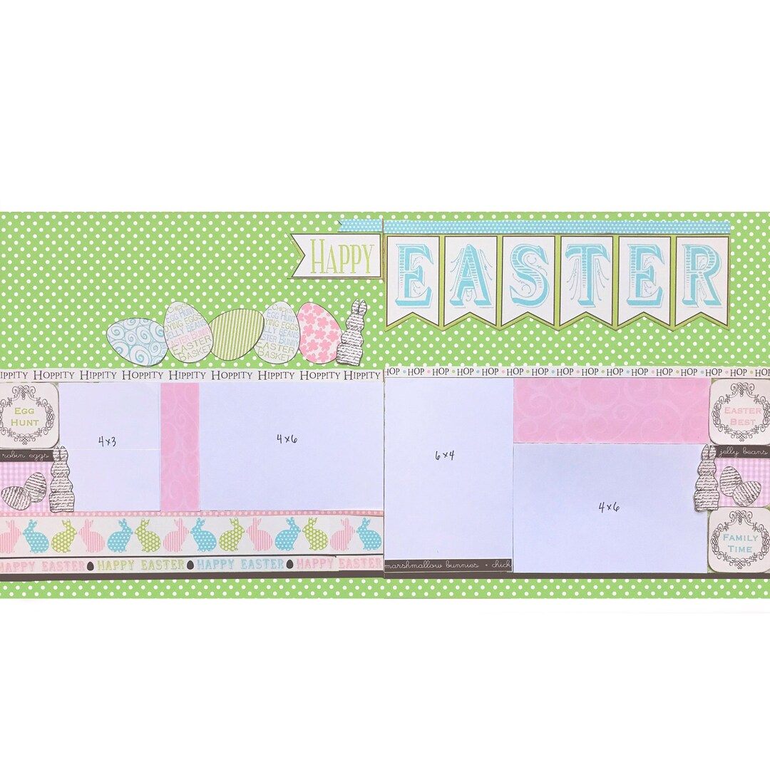 Happy Easter 12x12 Scrapbook Page Layout Kit, Precut Scrapbooking Page ...