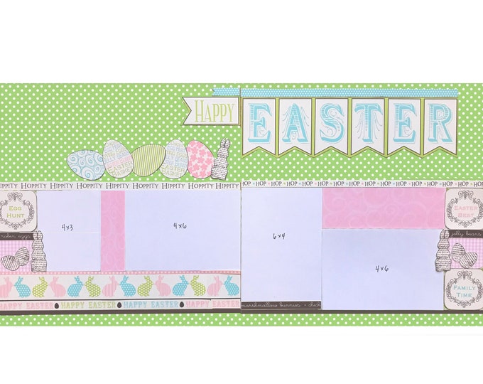 Happy Easter 12x12 Scrapbook Page Layout Kit, Precut Scrapbooking Page ...