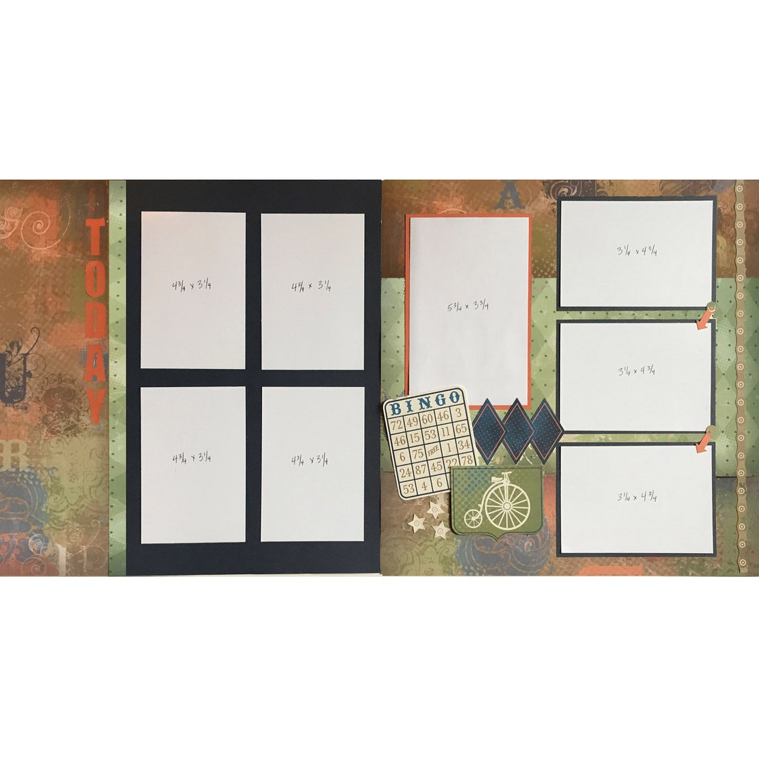 Today 12x12 Scrapbook Page Layout Kit, Precut Scrapbooking Page Kit ...