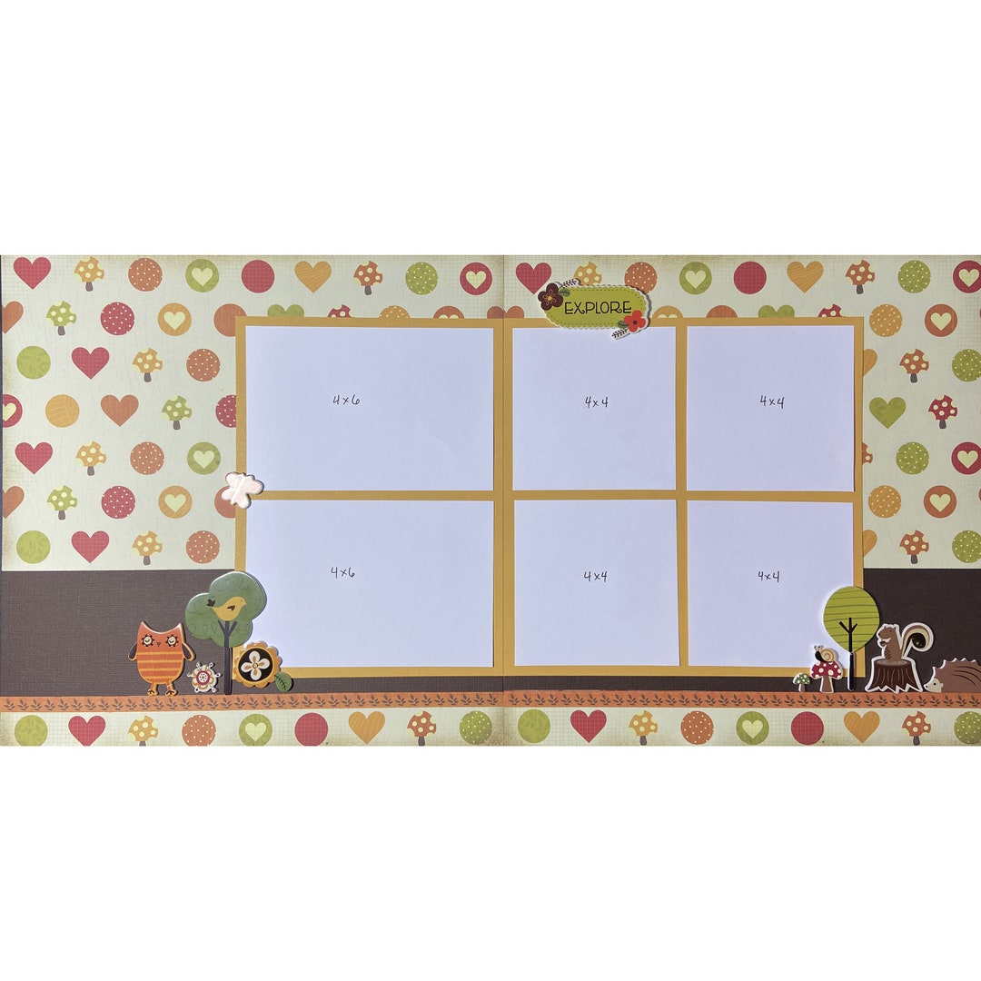 Explore 12x12 Scrapbook Page Layout Kit, Precut Scrapbooking Page Kit ...