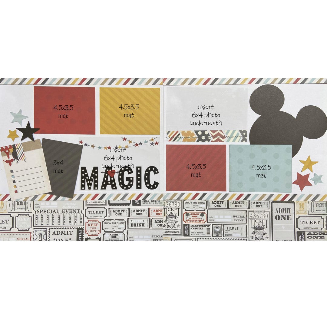 Magic Ticket 12x12 Scrapbook Page Layout Kit, Precut Scrapbooking Page ...