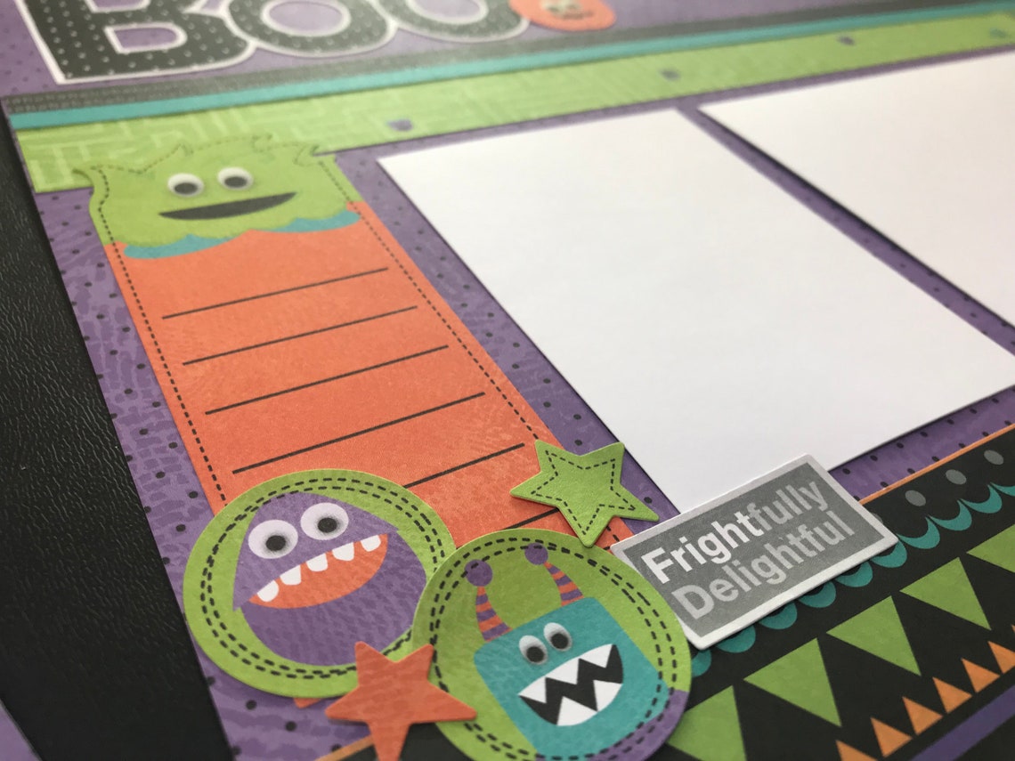 Boo 12x12 Scrapbook Page Layout Kit, Precut Scrapbooking Page Kit ...