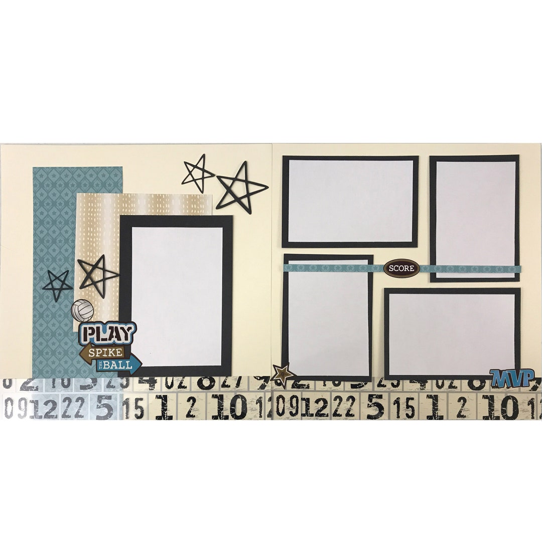 Volleyball 12x12 Scrapbook Page Layout, Precut Scrapbooking Page Kit ...