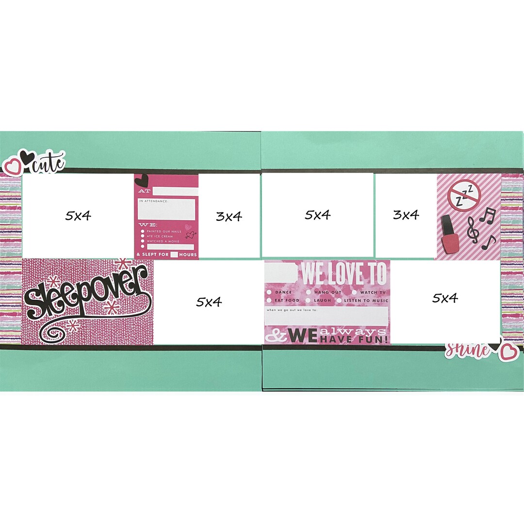 Sleepover 12x12 Scrapbook Page Layout Kit, Precut Scrapbooking Kit ...