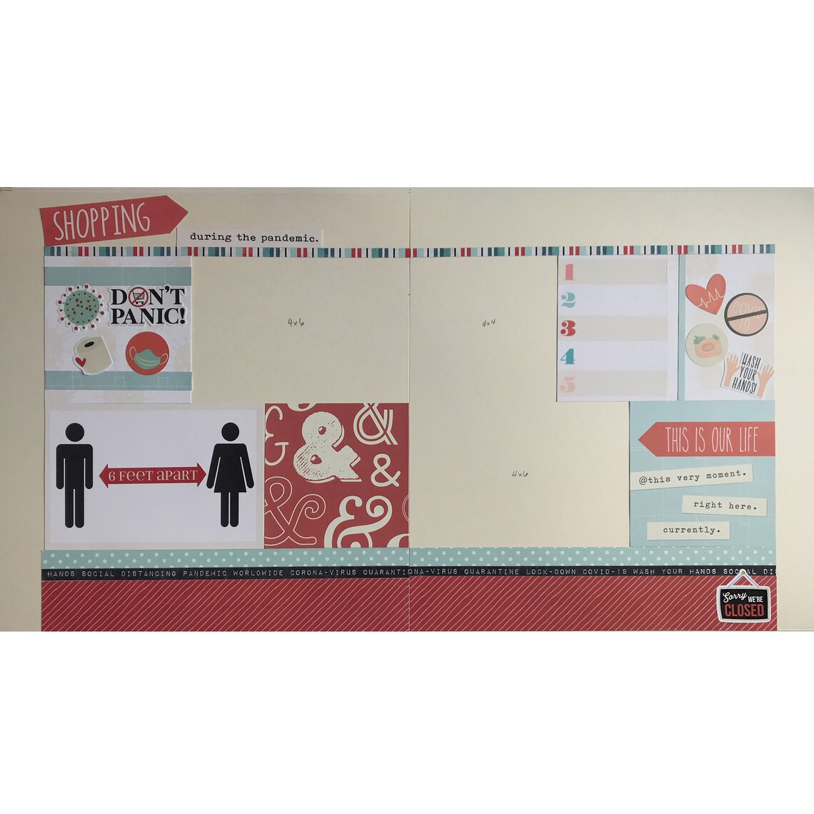 Shopping During Pandemic 12x12 Scrapbook Page Layout Kit, Precut ...